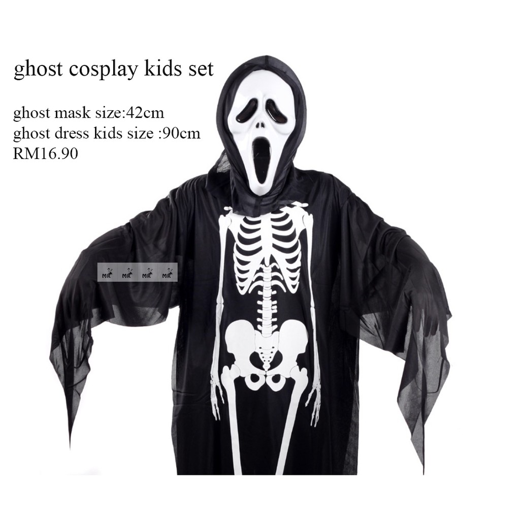 (local) ghost mask Witches hantu topeng ghost dress cosplay long face ...