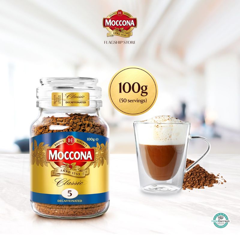 💥SALE💥 Moccona Classic Decaffeinated Freeze Dried 5 Coffee (100g x 1 ...