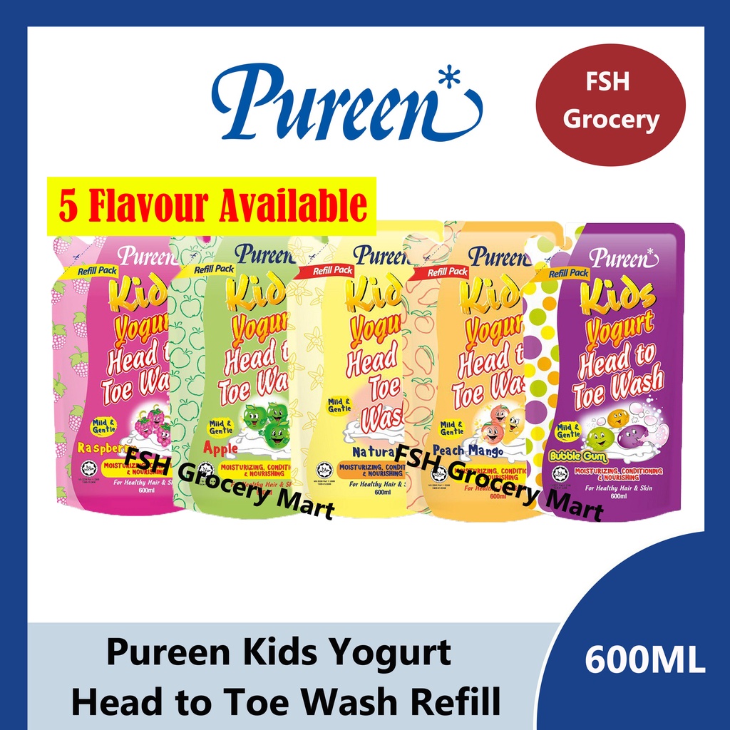 Pureen Kids Yogurt Head to Toe Wash Refill (600ml) ( Natural / Apple ...