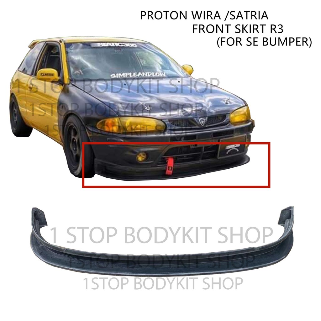 PROTON WIRA/SATRIA FRONT SKIRT R3 (FOR SE BUMPER)POLYURETHANE (PU ...