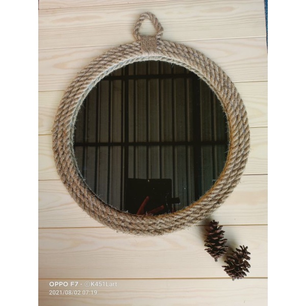 Hemp Rope Aesthetic Mirror/Hemp Rope Round Glass D40cm. | Shopee Malaysia