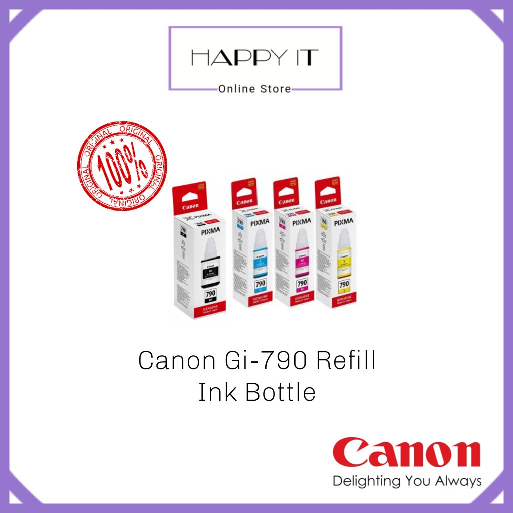 Canon Gl-790 Refill Ink Genuine (Black, Cyan, Magenta, Yellow) | Shopee ...