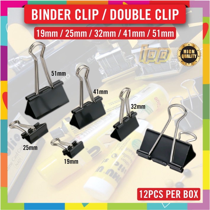 Binder Clip / Double Clip 1Box 12pcs / Clip Hitam (19mm, 25mm, 32mm ...