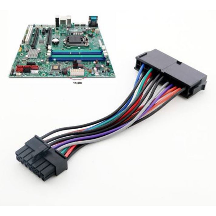 24 Pin to 14 Pin PSU Main Power Supply ATX Adapter Cable for Lenovo IBM ...