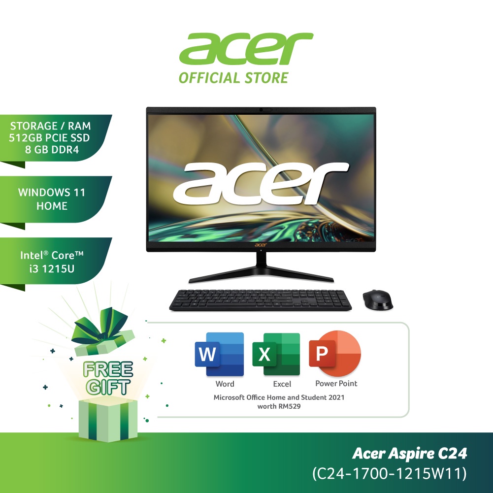 Acer Aspire All-in-One Desktop (23.8") C24-1700-1215W11 | Shopee Malaysia