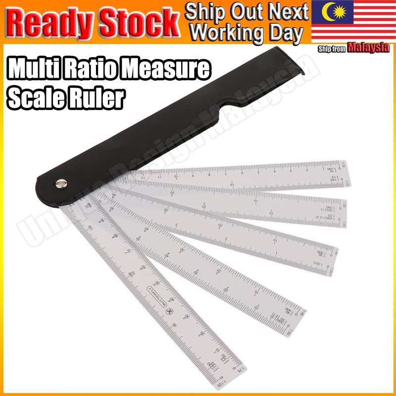 Foldable Fan Shape 5 Ruler For Graphic Design Multi Ratio Measure Scale ...