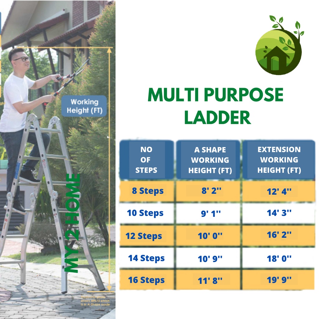 Everlas YMPRH16 16 Steps Multipurpose Ladder Tangga Lipat 16 Steps ...