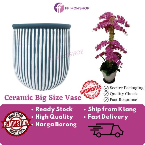 FF MOMSHOP Premium Big Size Ceramic Flower Pot Indoor Outdoor Vase Pasu ...