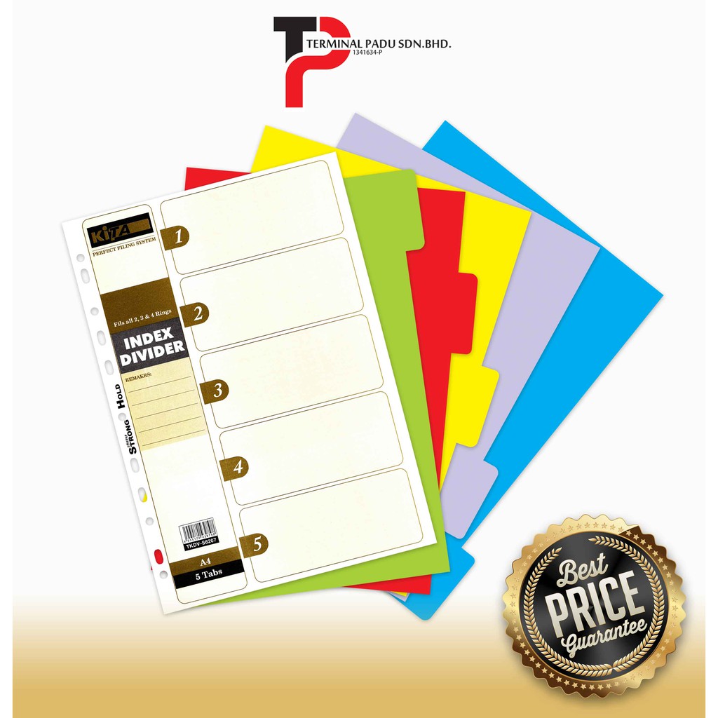 Kita Brand A4 Colour Index Divider/File Filing Separator (120gsm ...