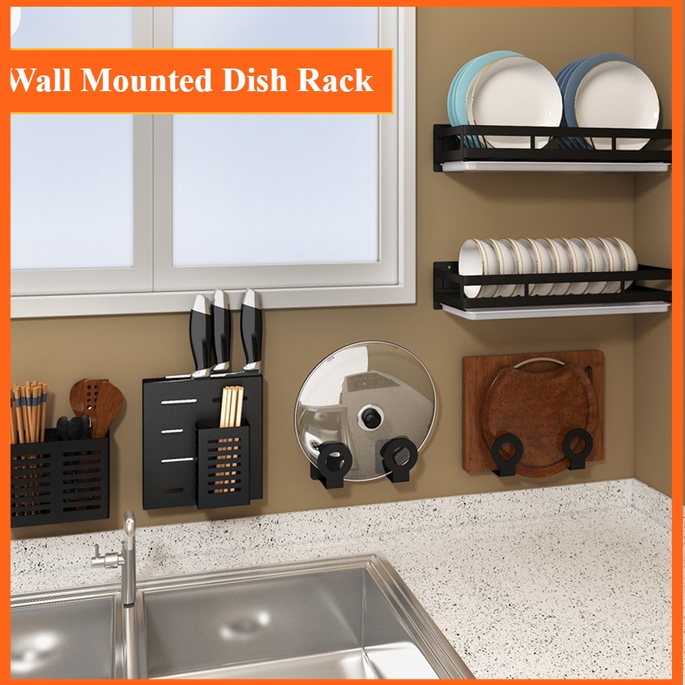 Wall Mounted Kitchen Rack Powder Coated Stainless Steel Dish Shelf ...