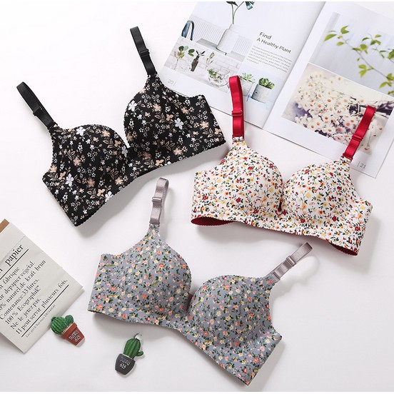 [Local Stock] Women's Seamless Floral Printed Push Up Bra | Shopee Malaysia