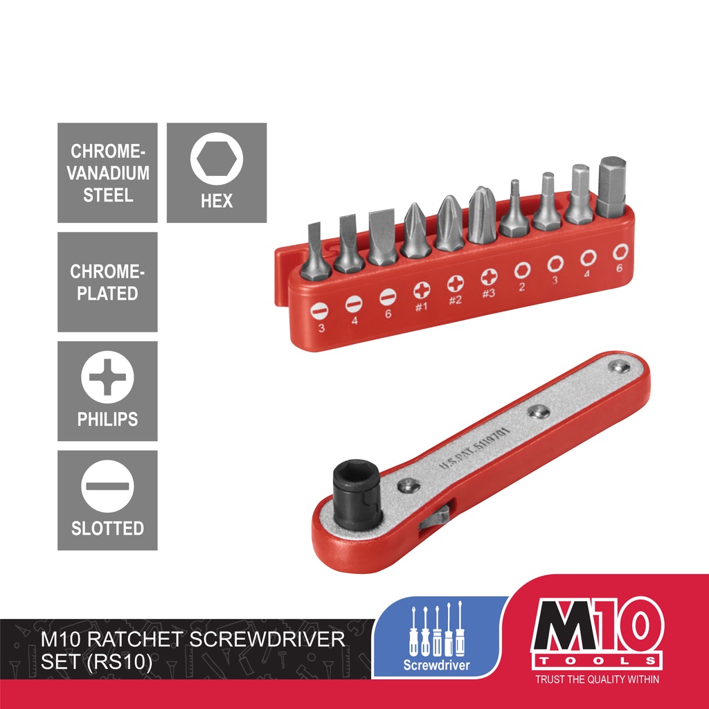 M10 Ratchet Screwdriver Set RS10 (10pcs) | Shopee Malaysia