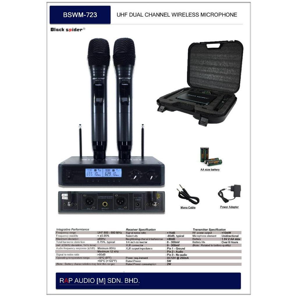 [BLACK SPIDER] BSWM-723 UHF WIRELESS MICROPHONE (2H) | Shopee Malaysia