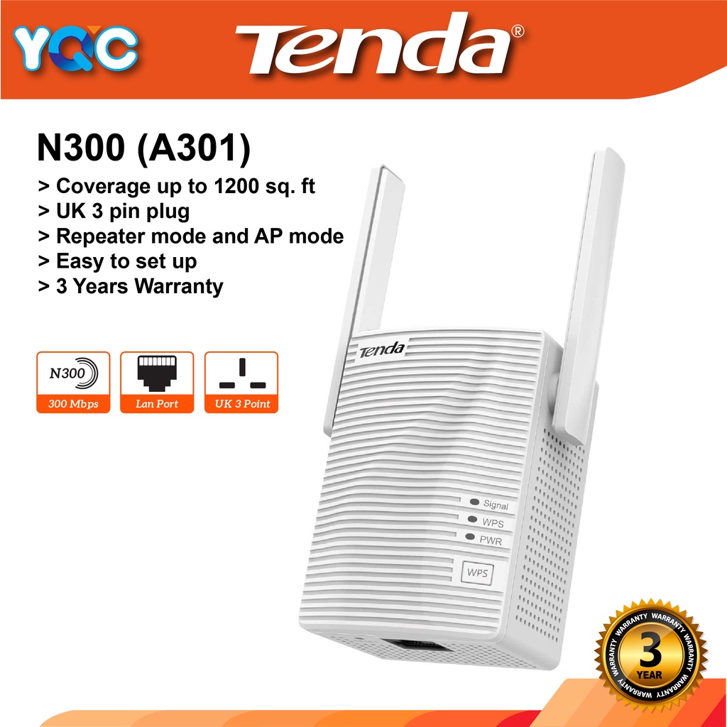 Tenda A301 | Wireless N300 WiFi 2.4GHz Range Extender Repeater Booster ...