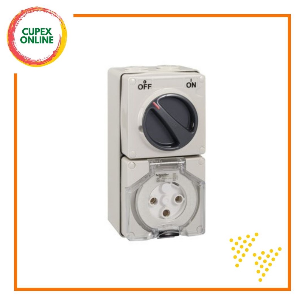 [S56C332GY] Schneider Electric S56 32A Switched Socket 250V 3P IP66 Grey (cupex) | Shopee Malaysia