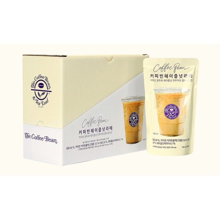 Coffee Bean Hazelnut Latte Pouch Coffee 12g x 190ml x 10ea x 1box #cafeatte #macchiato # ...
