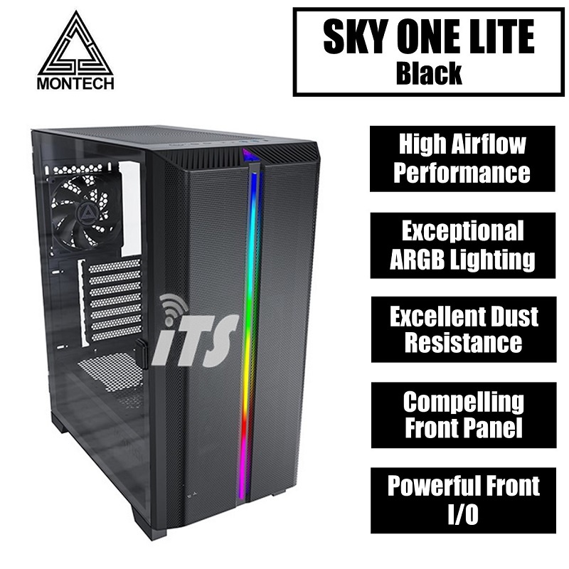 MONTECH SKY ONE LITE High-End ATX Chassis with 3 high Airflow Fans ...