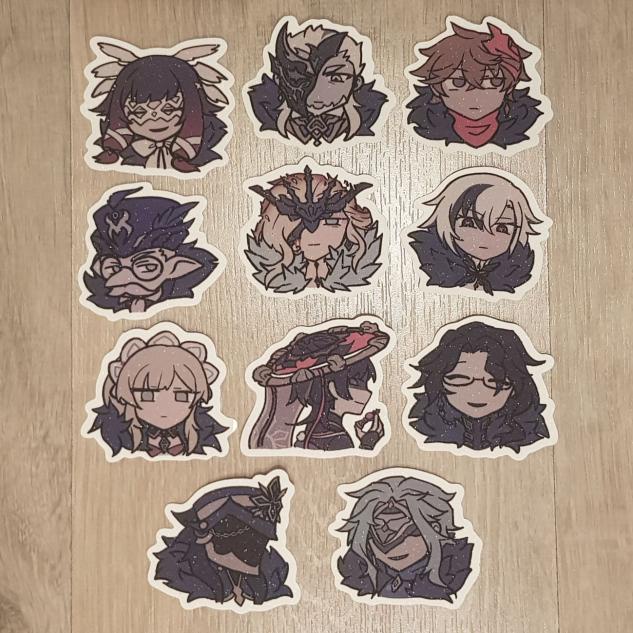 Genshin Impact Sticker 11 Fatui Harbingers Set (Glitter) Tofuaru ...