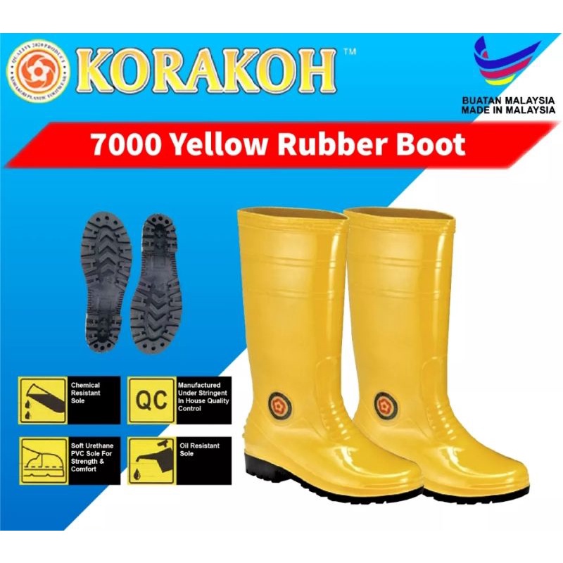 KORAKOH Safety Rubber Boot 7000 / Kasut Getah Bermutu Tinggi | Shopee ...