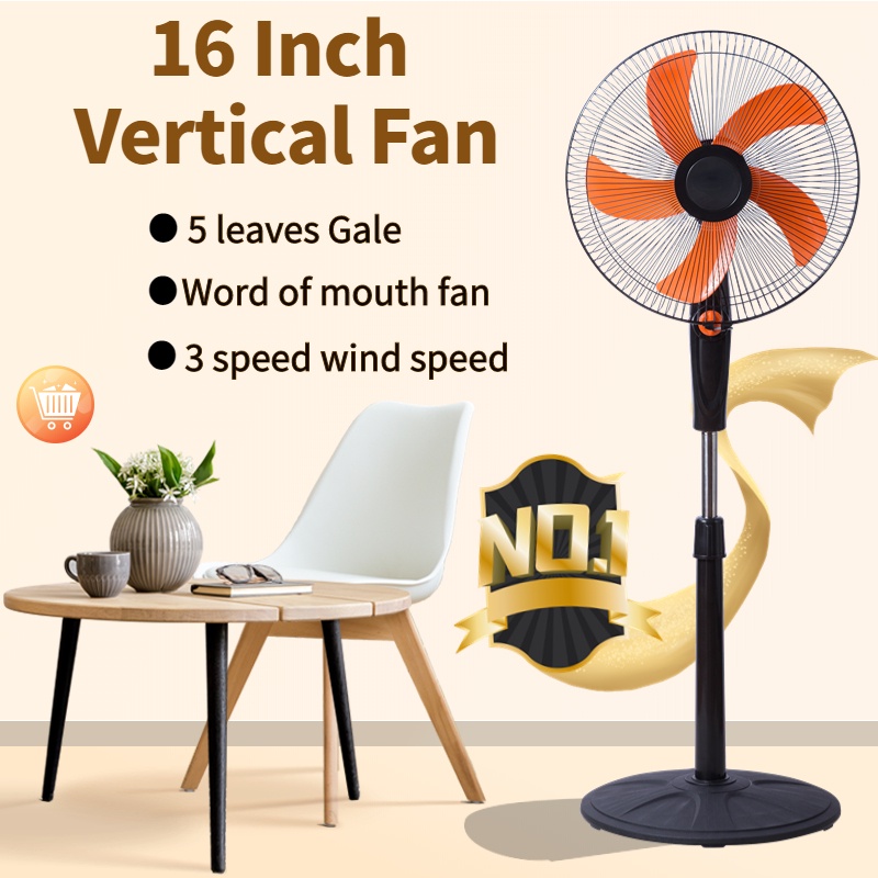 Ready stock {six months Warranty} 16 inch 5 Blades Wind /Low Noise Stand Fan Kipas Angin Berdiri ...