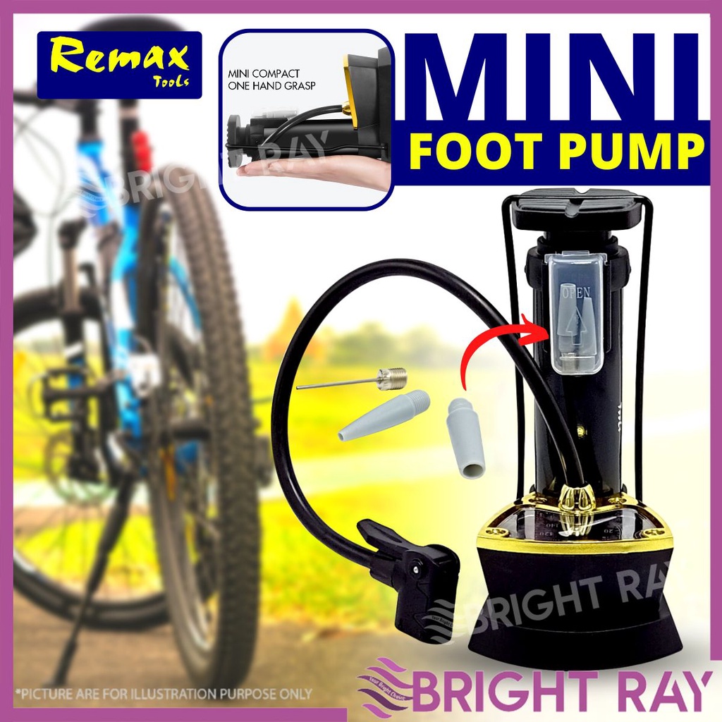 REMAX High Pressure Mini Foot Pump Pam Tayar Kereta Aluminium Pam Angin ...