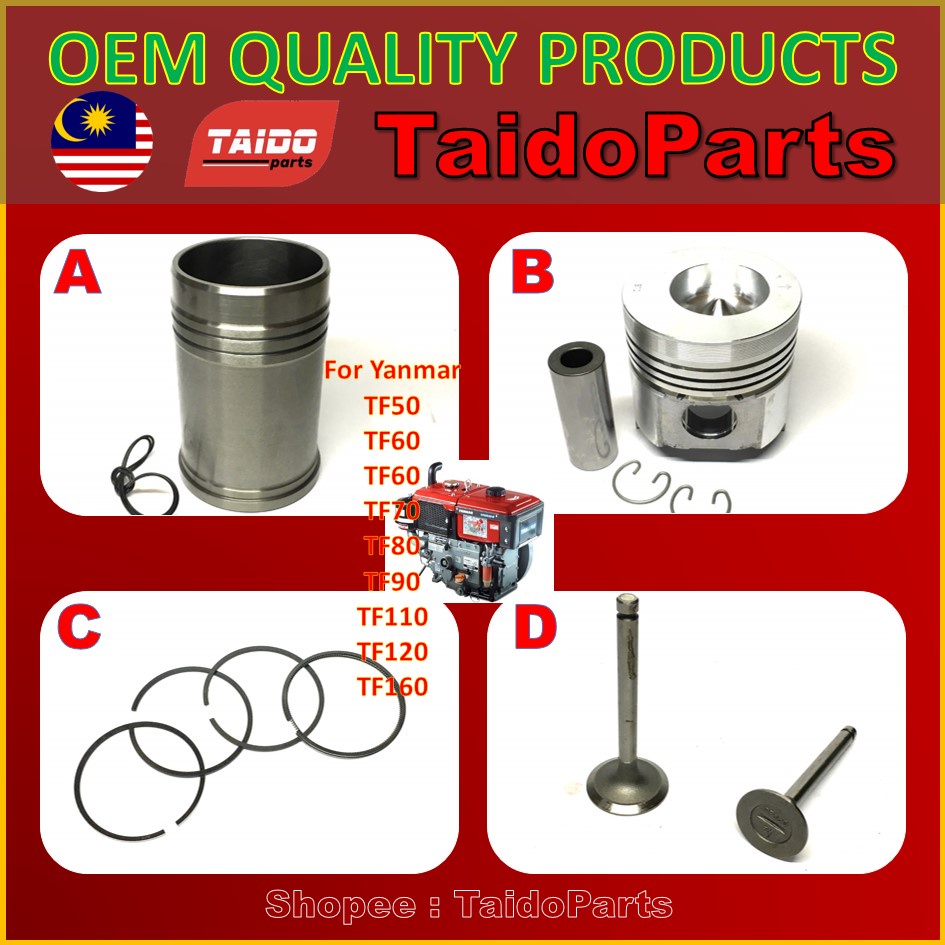 Yanmar TF50 TF60 TF70 TF80 TF90 TF110 TF120 TF160 Liner Piston Ringset Inlet Exhaust Valve kit ...