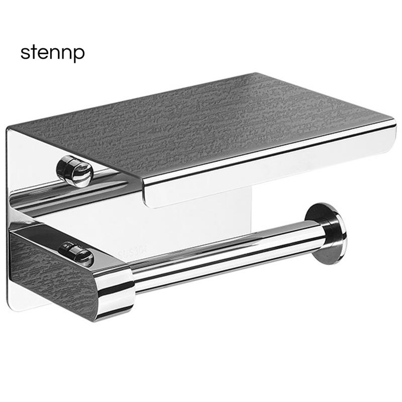 SUS 304 Stainless Steel Toilet Paper Holder with Phone Shelf, Bathroom ...