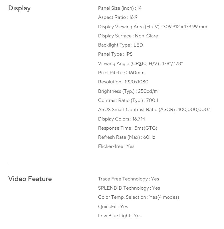 ASUS ZenScreen MB14AC Portable USB Monitor- 14 inch, IPS Full HD ...
