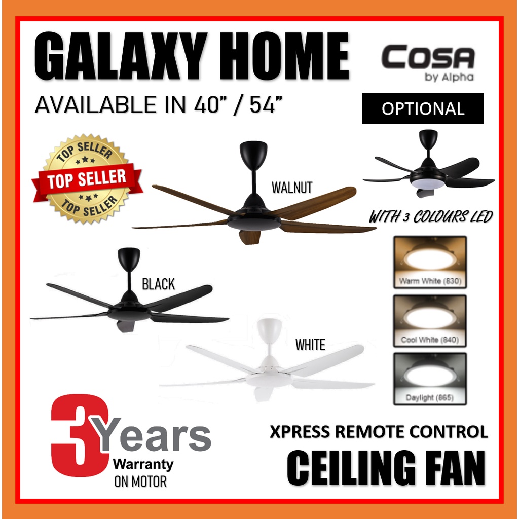 ALPHA COSA XPRESS LED / NON LED 54"& 40'' REMOTE CEILING FAN 4 SPEED ...