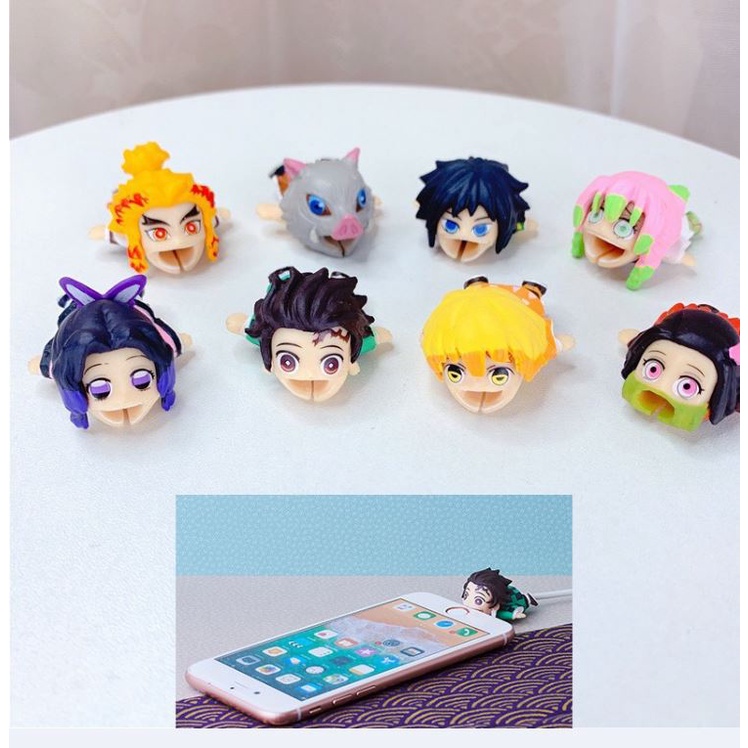 Phone Data Cable Protector Cute Cartoon Demon Slayer Crayon Shinchan ...