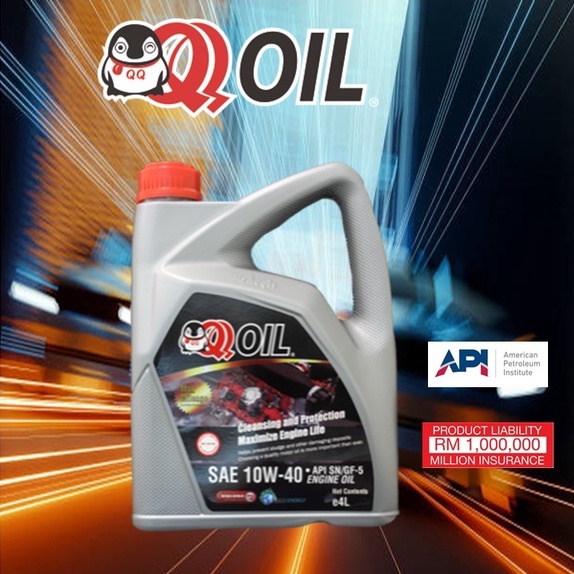 QQ OIL - 10w40 4L Semi Synthetic Engine Oil API SN/CF-5 10w-40 Minyak ...