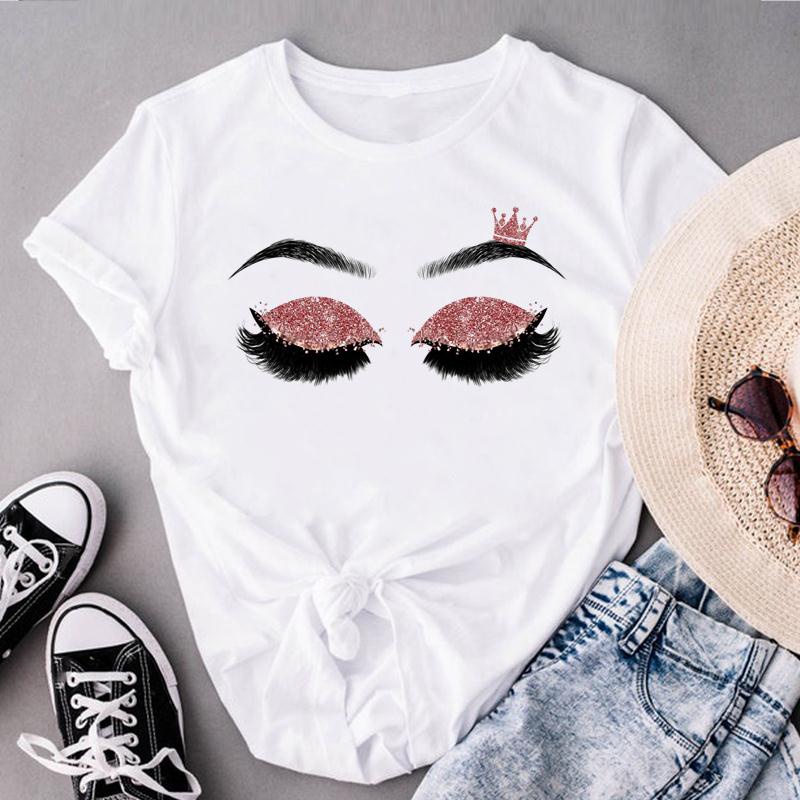 Eye Lashes Make Up Cute Tee Summer Graphic T Shirts Print T-shirts ...