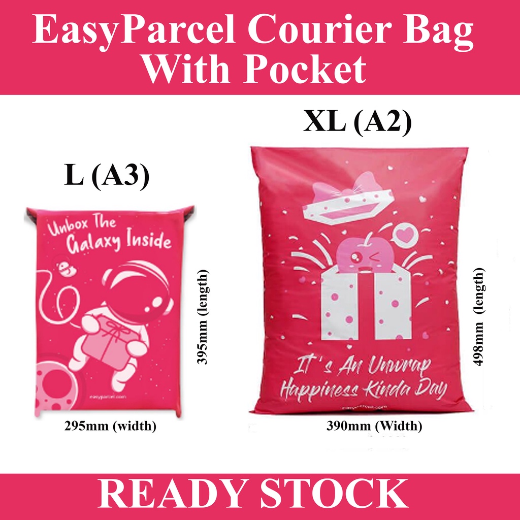 [WITH Pocket] PLASTIK POS PINK Easy Parcel saiz L /XL Courier Bag ...