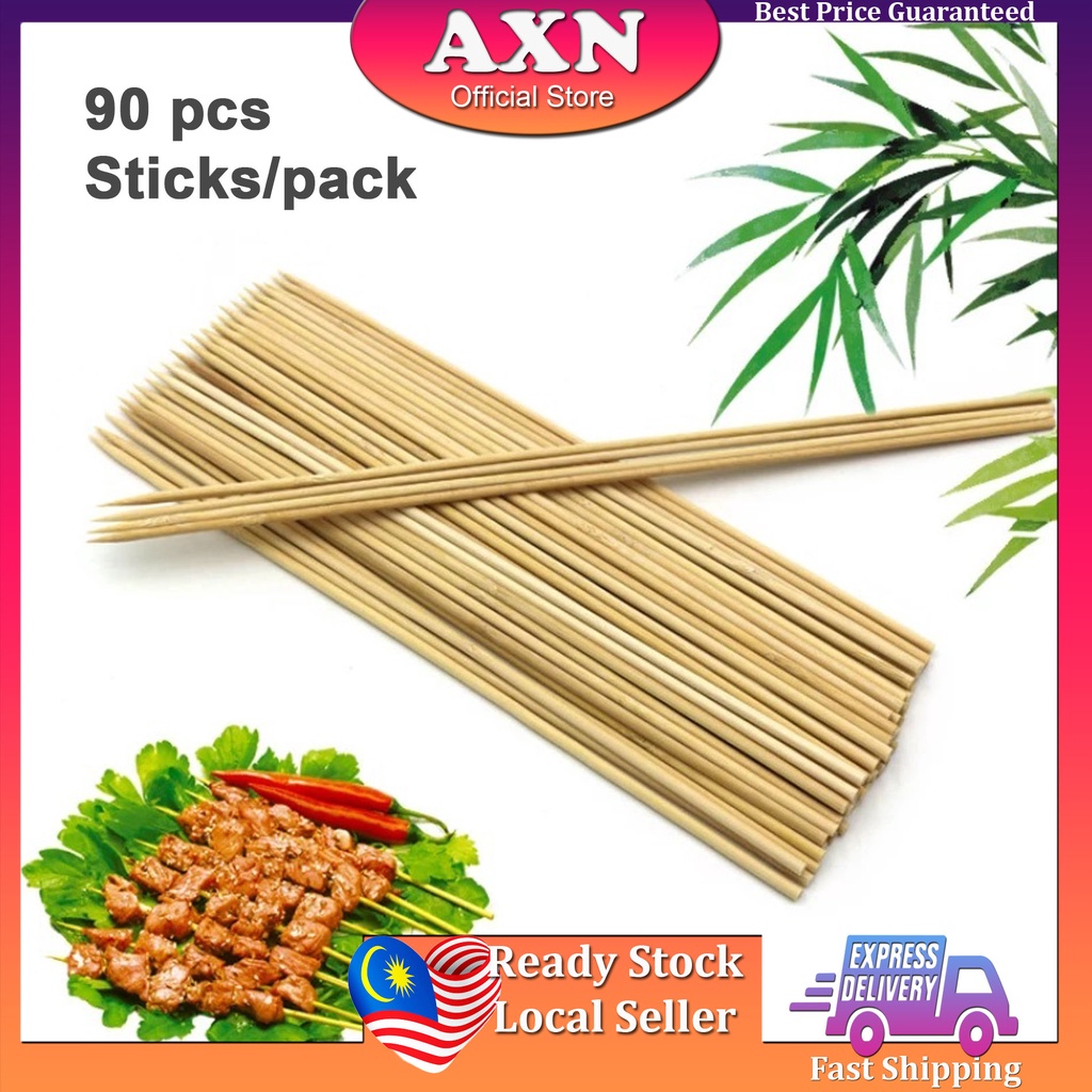 AXN 90pcs Bamboo Skewer Bamboo Stick Satay Stick Wood Sticks Barbecue ...