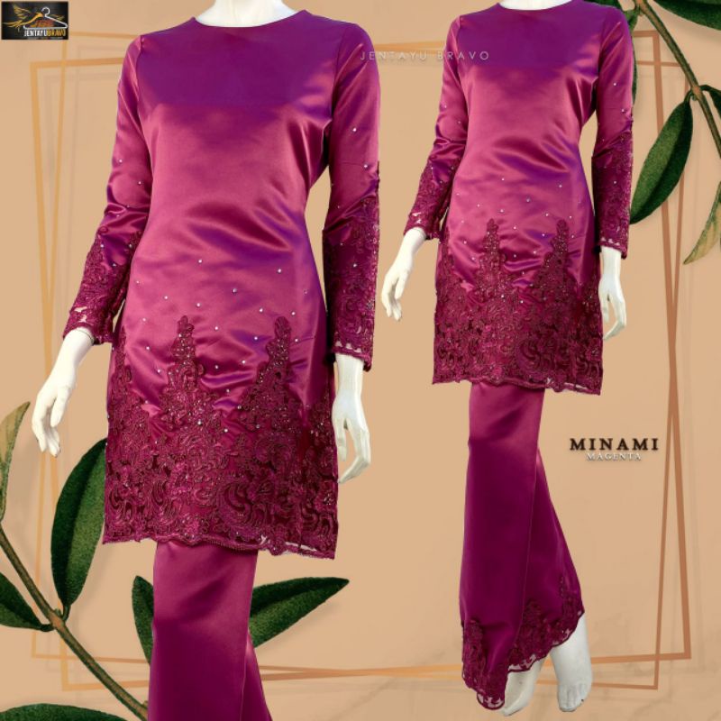 MINAMI BAJU KURUNG MODEN DUCHESS SATIN EXCLUSIVE LACE | Shopee Malaysia