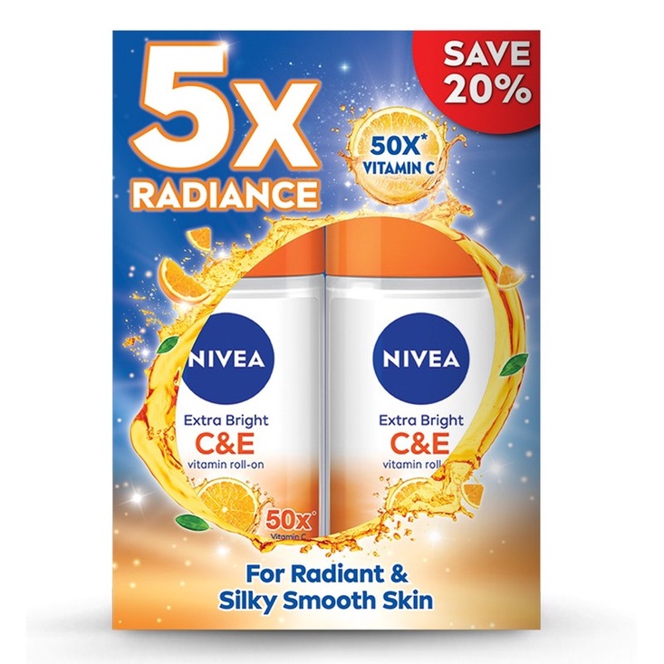 Nivea Deodorant Extra Bright C&E Roll On 50Ml Twin Pack | Shopee Malaysia