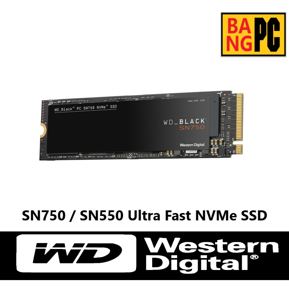 Western Digital WD Black SN750 /Blue SN550 NVMe PCIe Gen 3 Internal SSD (250GB/500GB/1TB ...