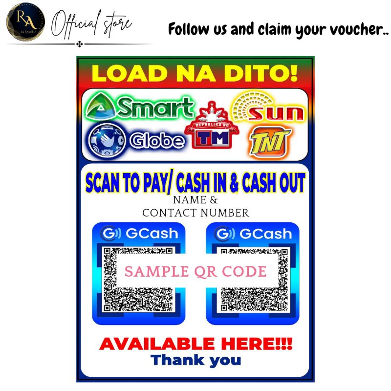R.A PVC SIGN, GCASH WITH QR CODE/NUMBER . WATERPROOF/HIGH QUALITY PRINT ...