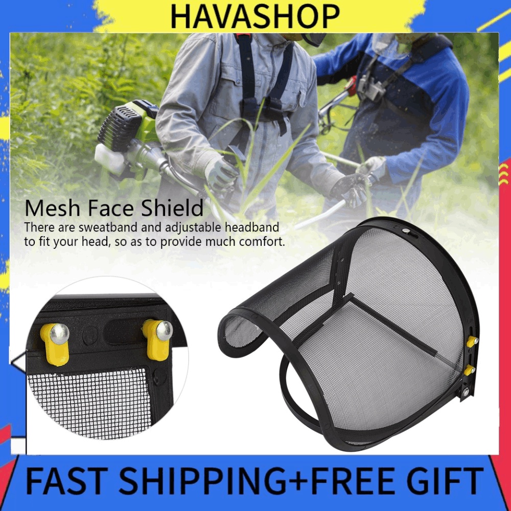 Havashop Lawn Mower Protective Helmet Full Mesh Safety Face Mask Shield ...