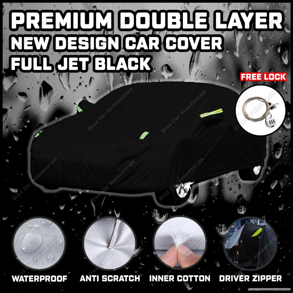 New Design Car Cover Back Penutup Kereta Selimut Red Lining Driver Zip ...