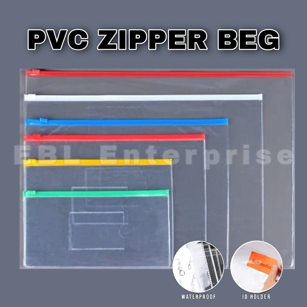 Zipper Bag Waterproof Transparent PVC Zipper Pouch Document Bag (A4/A5 ...