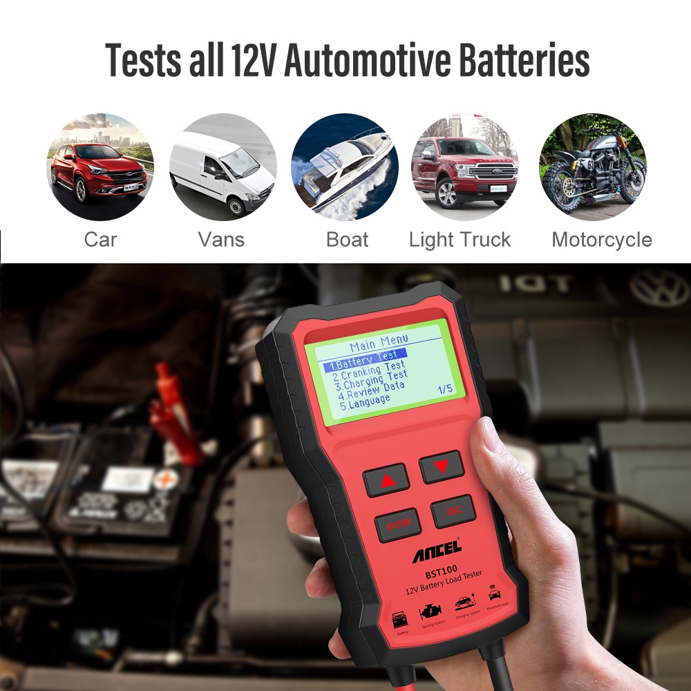 ANCEL BST100 Professional 12V Car Battery Tester Digital Car Battery ...