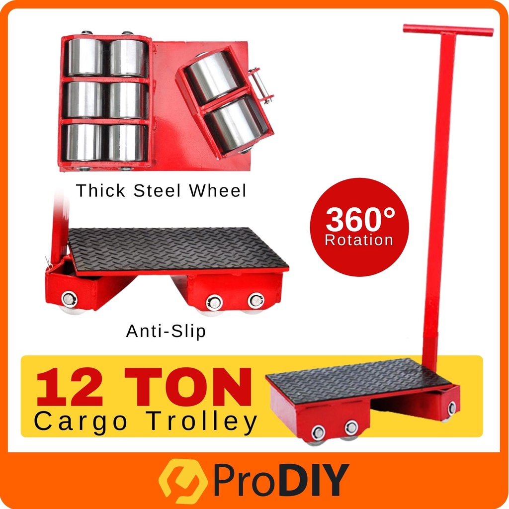 12 Ton Heavy Duty Cargo Trolley With Handle 360° Degree Rotation ...