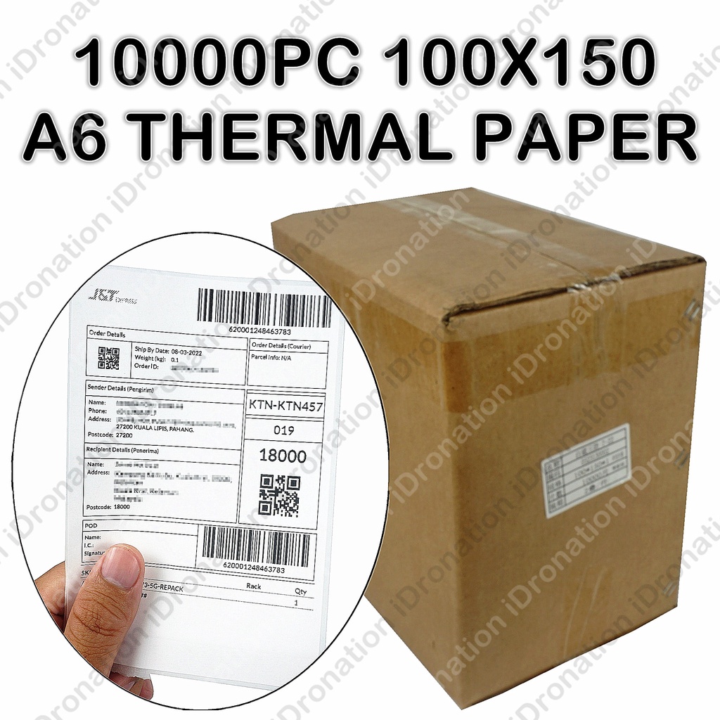 10000PC A6 Thermal Sticker Thermal Paper Printer Shope Waybill Shipping ...