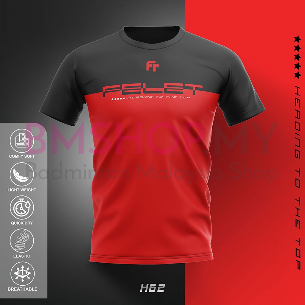FELET Shirt Round Neck Jersey H62 (Red/Yellow/Blue) | Shopee Malaysia
