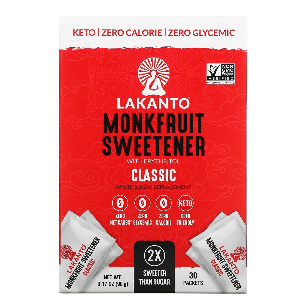 Lakanto, Monkfruit Sweetener with Erythritol, Classic / Golden, 30 ...