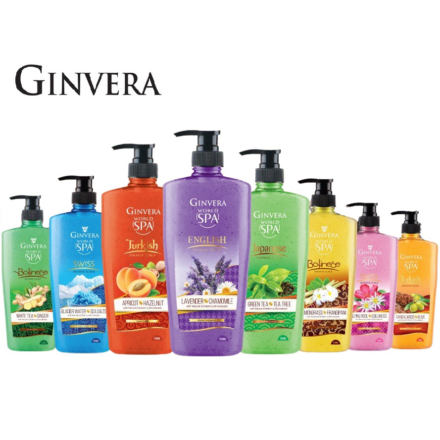 Ginvera World Spa Shower Scrub (Lavender / Swiss / Apricot / Green Tea ...