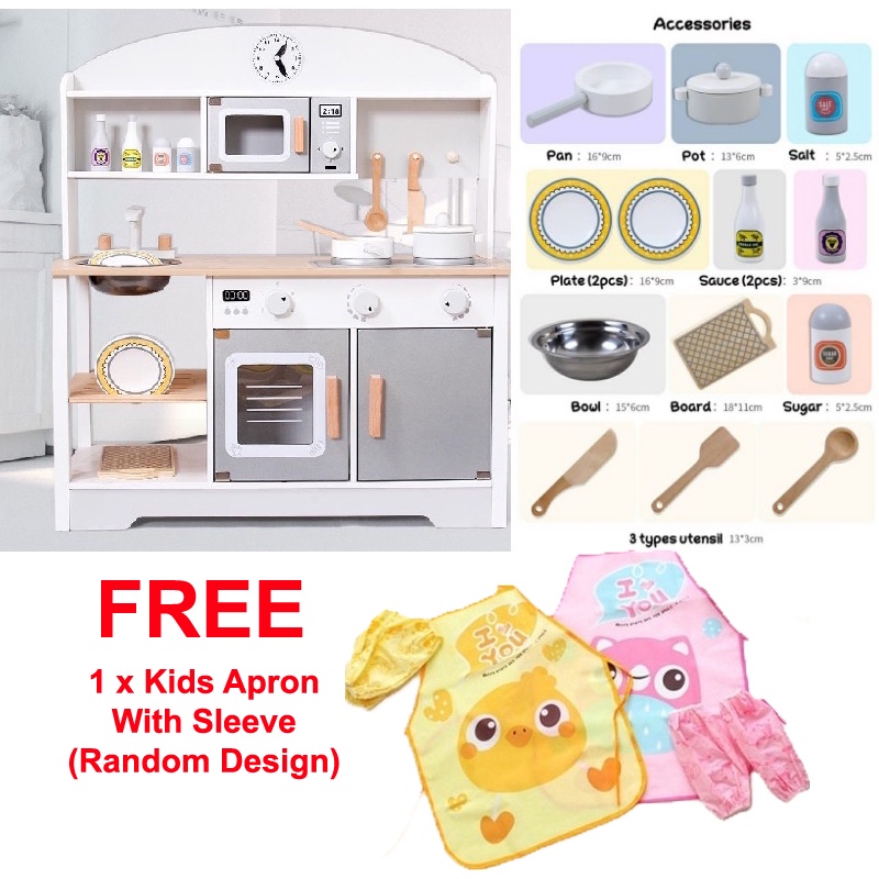 Japanese design Kitchen Toys Pretend Play Kids Kitchen Wooden Cabinet ...