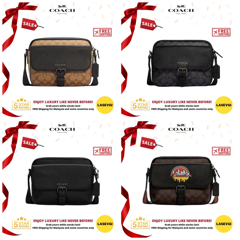 LASEVGI.COM ORIGINAL COACH Hudson Crossbody In Blocked Signature Canvas ...