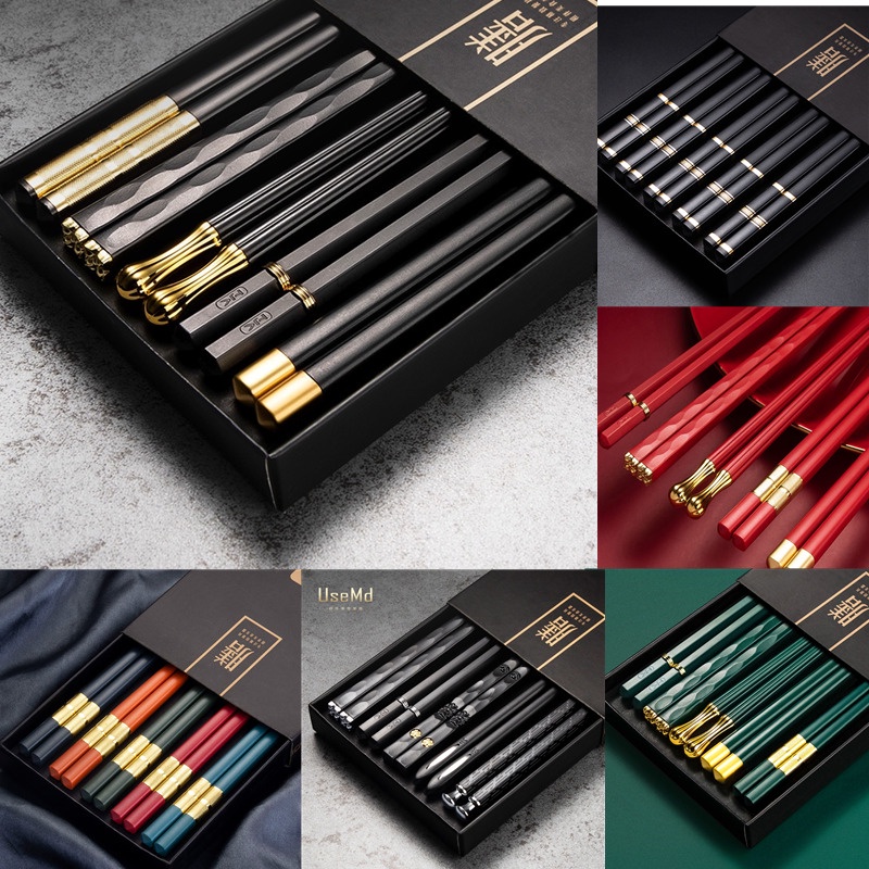 5Pair/Set Alloy Set Chopsticks Chinese Festival Chopstick Chinese Food ...